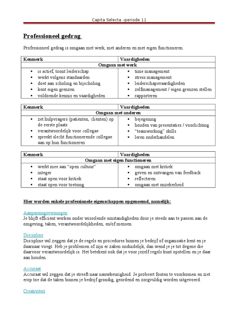 Professioneel gedrag