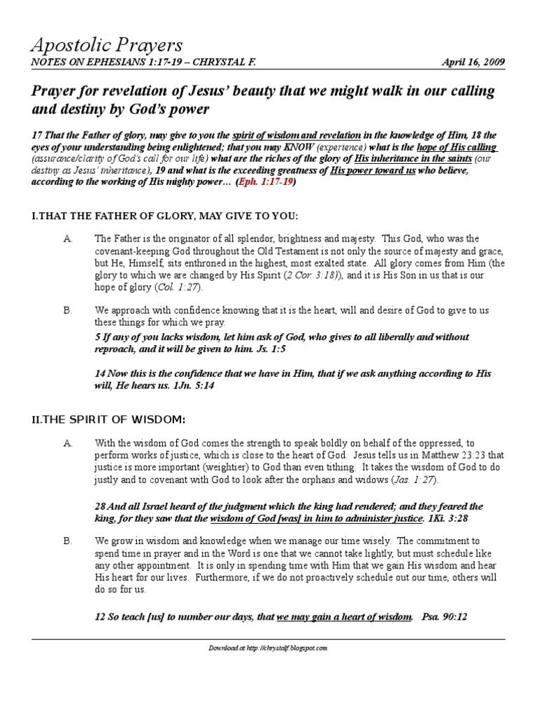 Apostolic Prayers -- Ephesians 1 | Revelation | Jesus