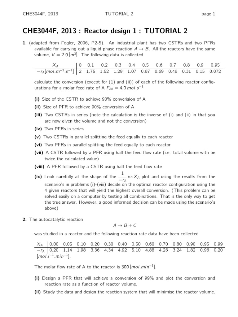 Reactor Design | PDF | Chemical Reactor | Chemical Engineering