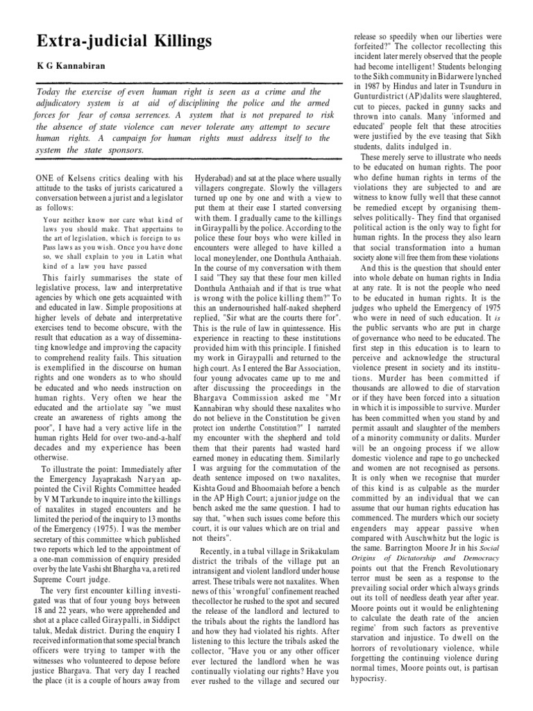 Extrajudicial Killings | PDF | Human Rights | Crime & Violence