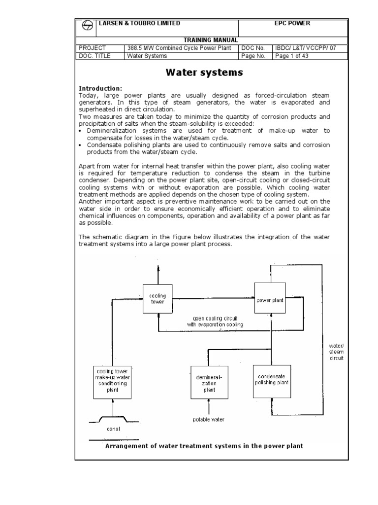 Water Systems: Larsen & Toubro Limited Epc Power Training Manual | PDF ...