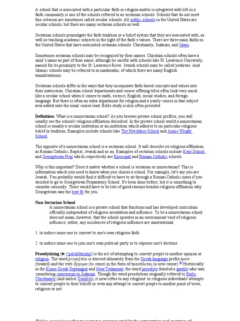 Definition: What Is A Nonsectarian School? As You Browse Private School ...