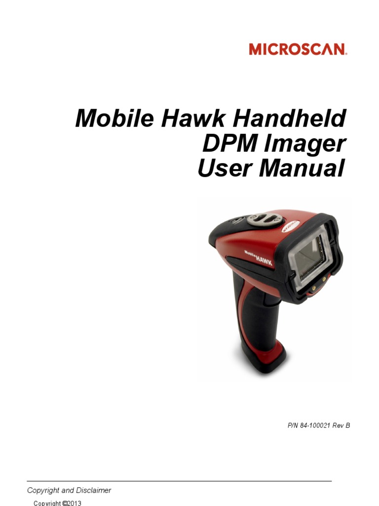 Mobile Hawk Handheld DPM Imager User Manual: P/N 84-100021 Rev B | PDF | Usb | Icon (Computing)