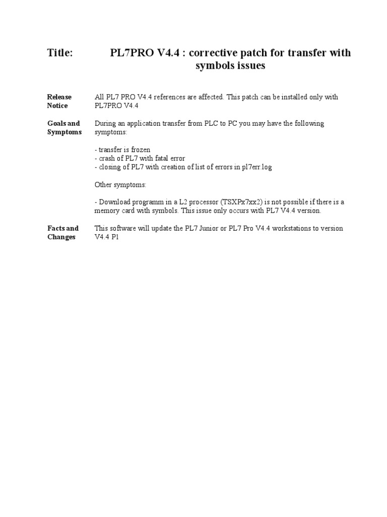 PL7 Pro v4.4 P1 - Info Dokument | PDF | Programmable Logic Controller ...