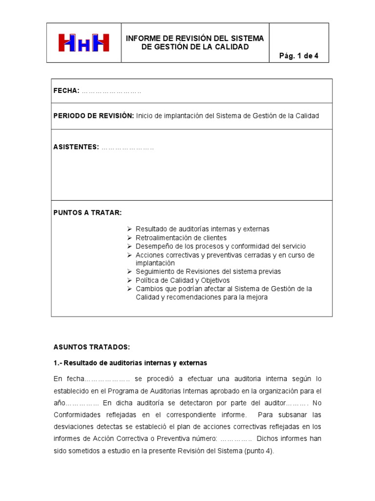 Informe Revision | PDF | Gestión de la calidad | Calidad (comercial)