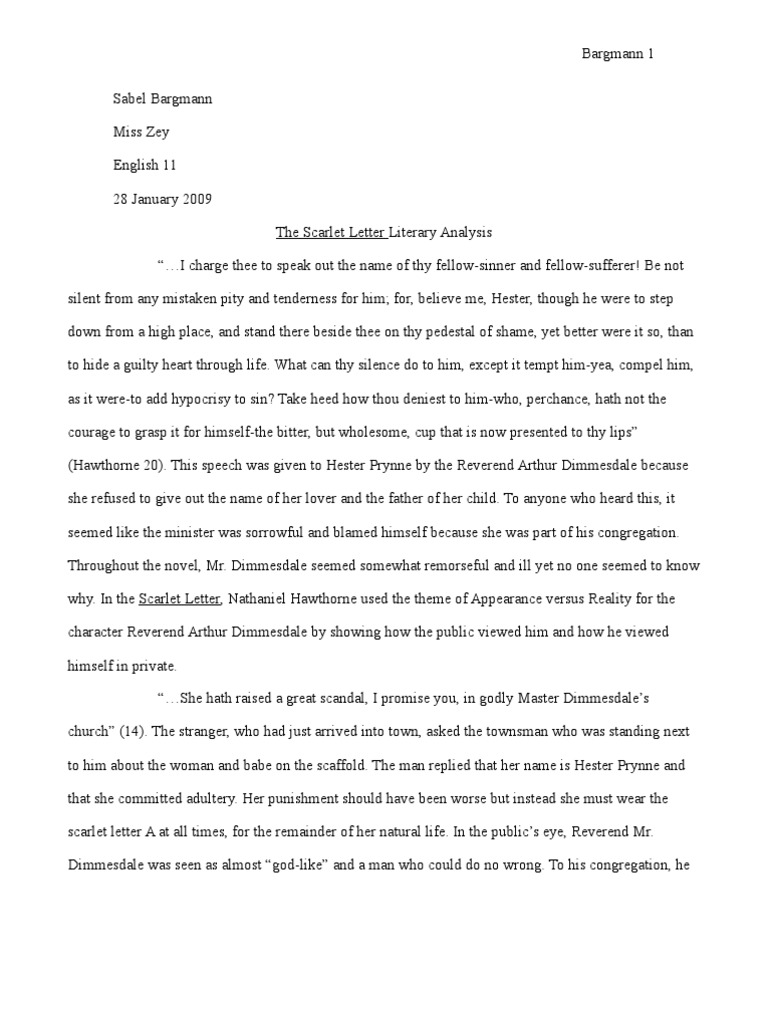 The Scarlet Letter Literary Analysis | The Scarlet Letter