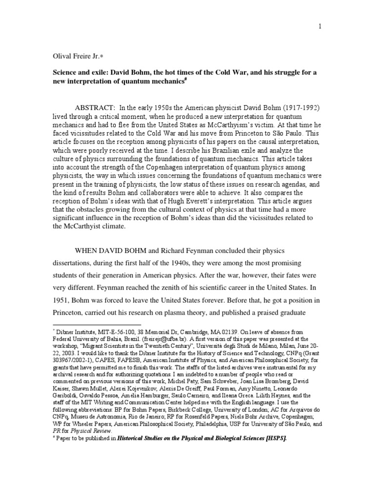 David Bohm: A New Interpretation of Quantum Mechanics | PDF | Quantum ...