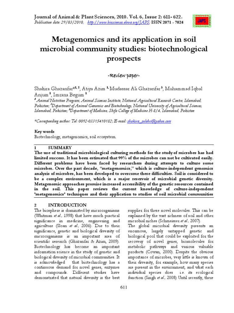 Metagenomics and its application in soil microbial community studies | PDF | Molecular Cloning ...