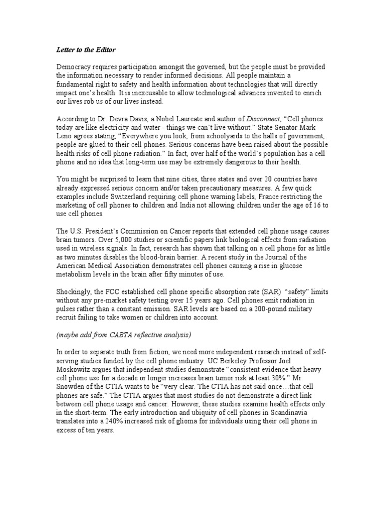 Editorial - Cell Phones | PDF | Mobile Phones | Wellness