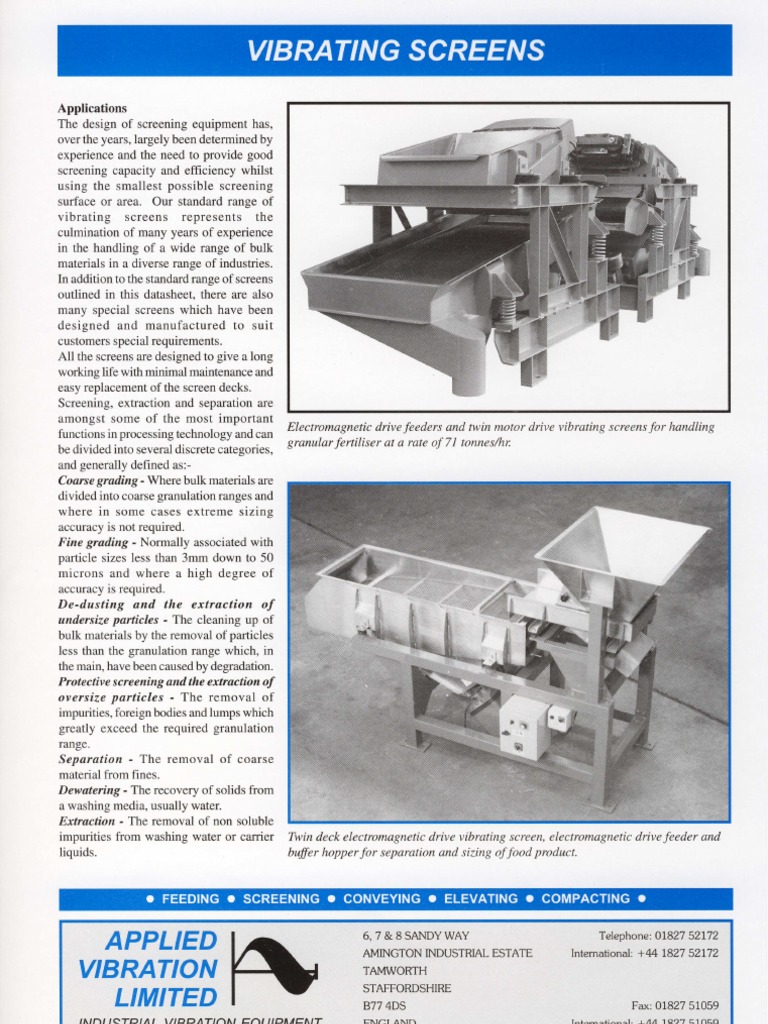 Av Vibrating Screens PDF | PDF | Normal Mode | Steel