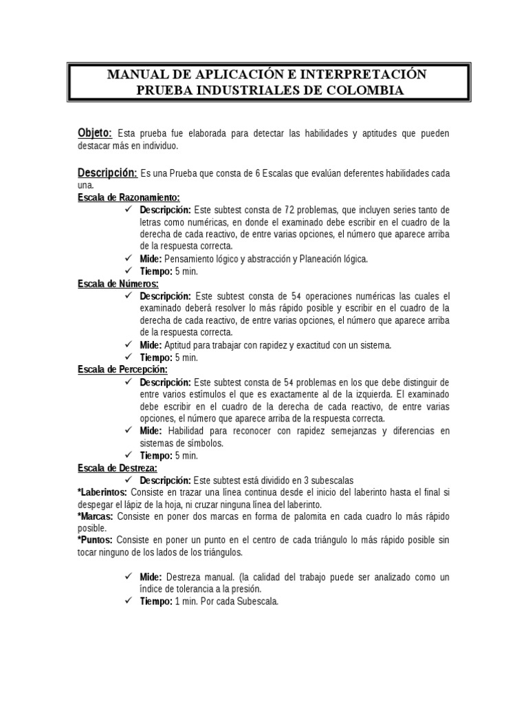 Manual de Aplicacion de Pruebas Seleccion de Personal | PDF | Cociente de inteligencia | Hoja