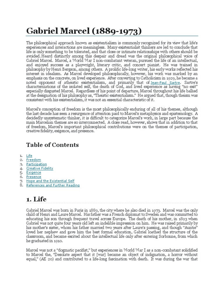 Gabriel Marcel | PDF | Existentialism | Self