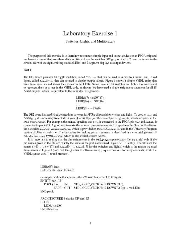Lab1 VHDL | PDF | Teaching Methods & Materials | Computers