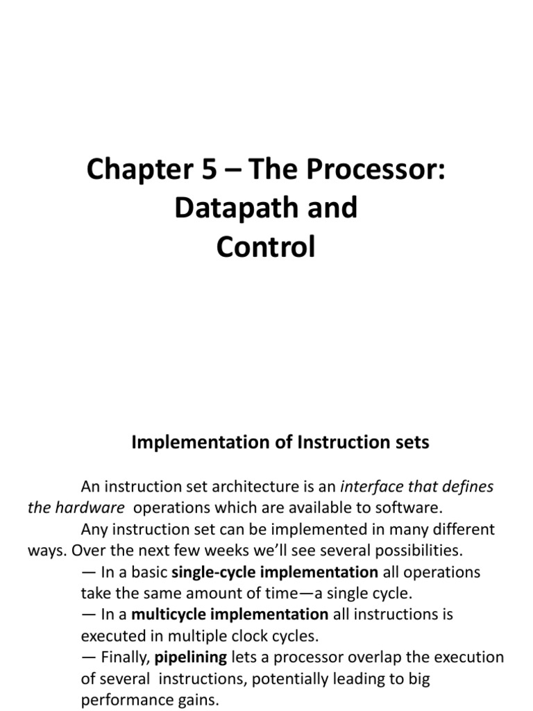 Chapter 5 - The Processor, Datapath and Control | PDF | Instruction Set | Central Processing Unit