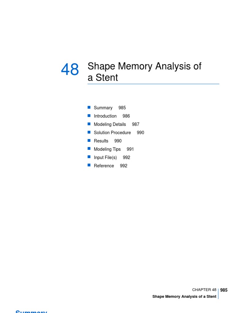 Chapter 48: Shape Memory Analysis of A Stent | PDF | Shape Memory Alloy ...