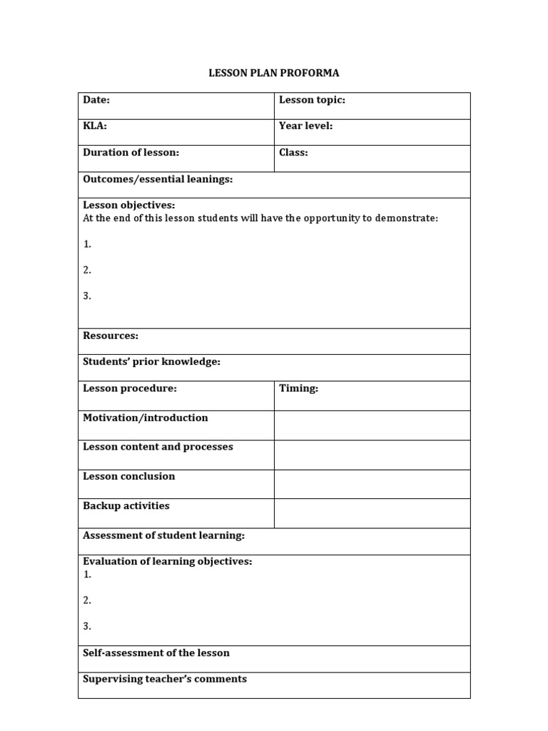 Lesson Plan Proforma | PDF | Career & Growth | Art