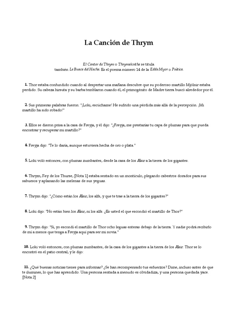Thrymskvitha (La Canción o Discurso de Thrym) (Literatura Nórdica ...