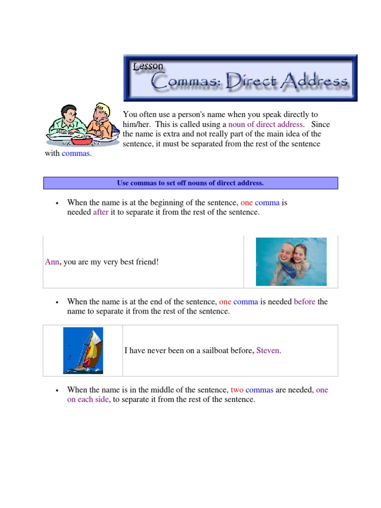 Direct Address | PDF | Noun | Comma