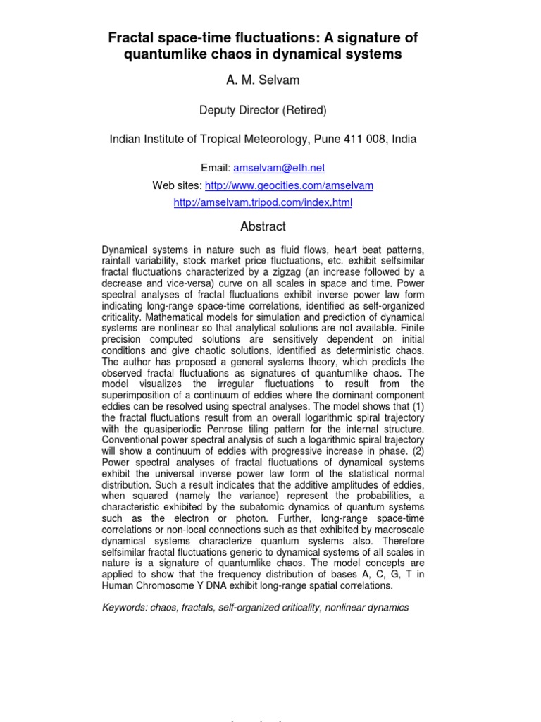 Fractal Time Space Fluctuations | PDF | Chaos Theory | Spectral Density