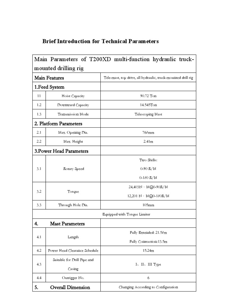 T200XD Drilling Rig Technical Overview | PDF | Pump | Drilling Rig
