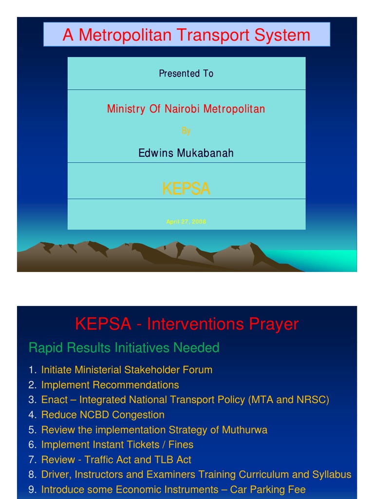 Public Transport Presentation - Nairobi Metropolitan | PDF | Public ...