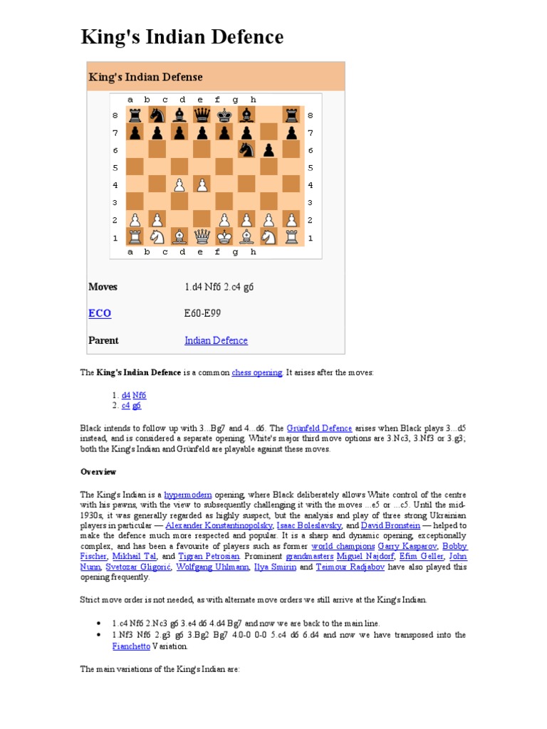 King's Indian Defense | PDF | Chess Openings | Game Theory