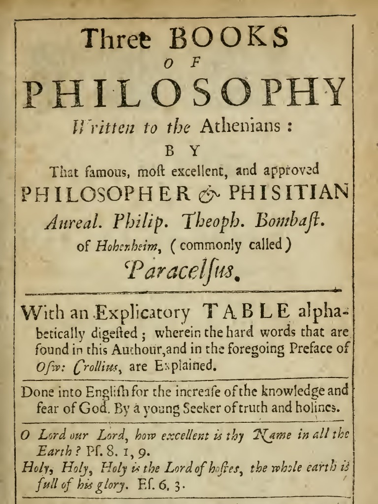 Paracelsus Three Books of Philosophy 1657 | PDF | Mythology | Science