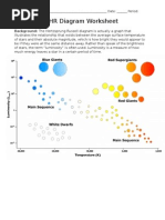 HR Diagram Worksheet | PDF