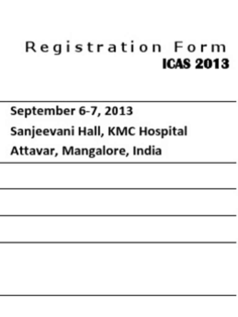 Registration Form ICAS 2013 | PDF