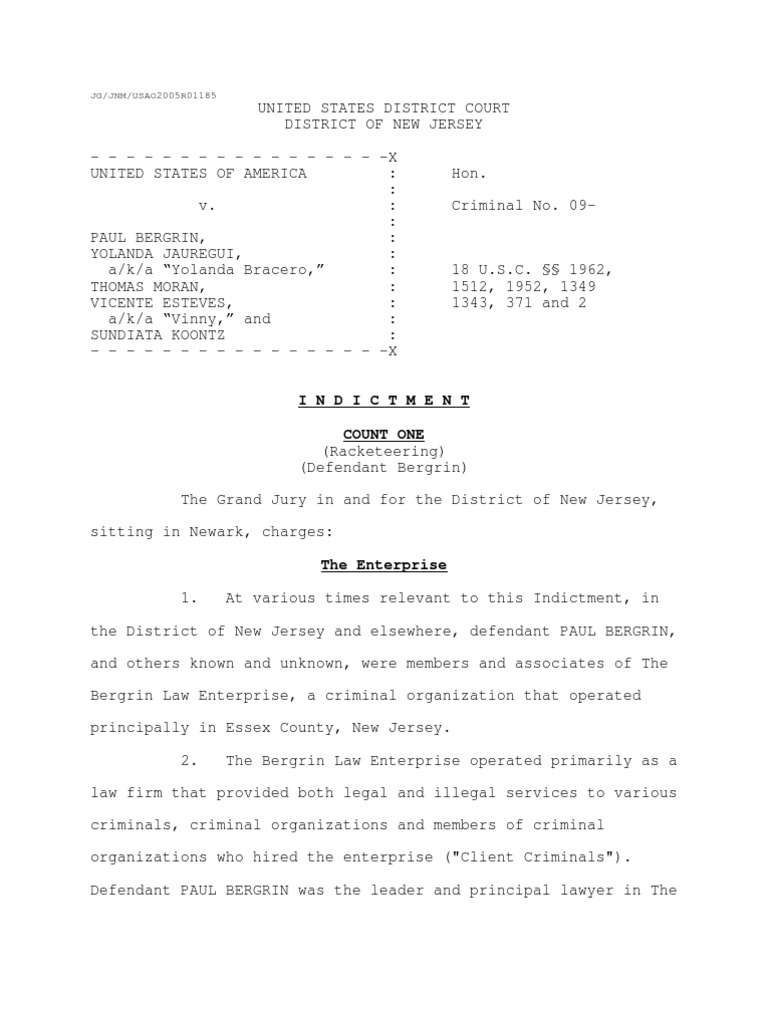 Paul Bergrin Indictment | PDF | Virtue | Common Law