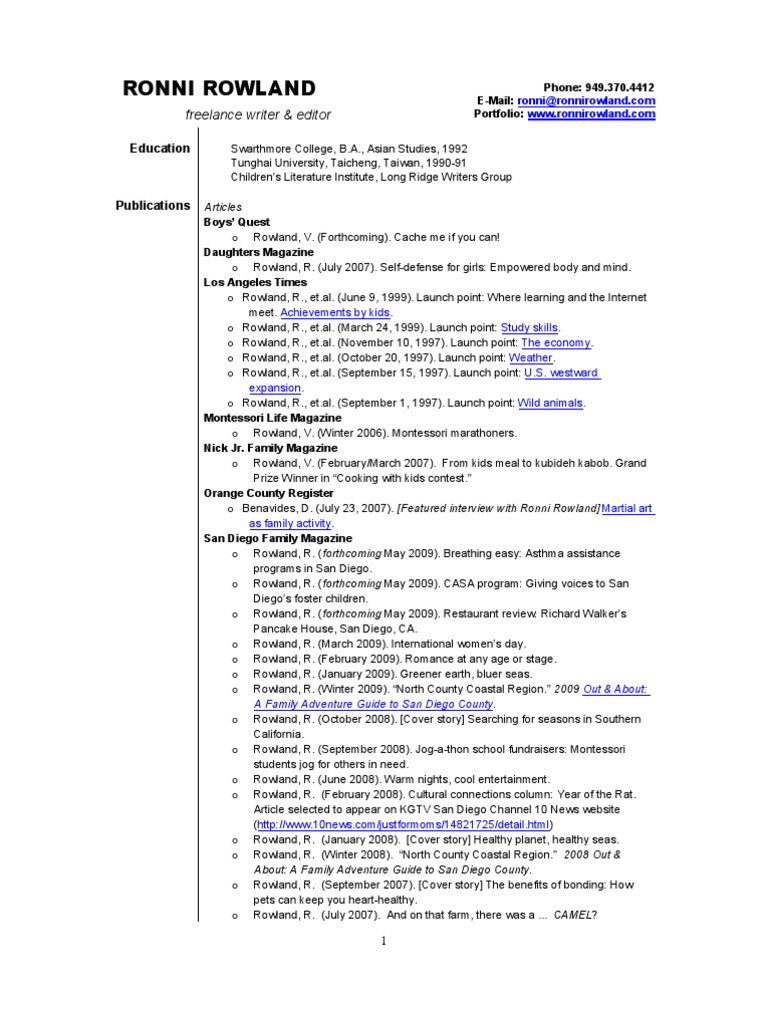 Ronni Rowland Resume | PDF | World Wide Web | Internet & Web