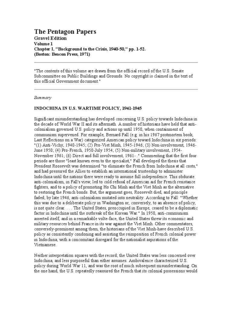 The Pentagon Papers, Volume 1 (Gravel Edition) | PDF