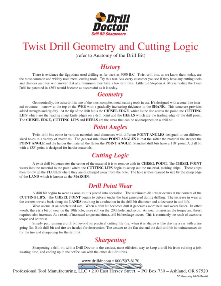 Twist Drill Geometry | PDF | Cutting | Drill