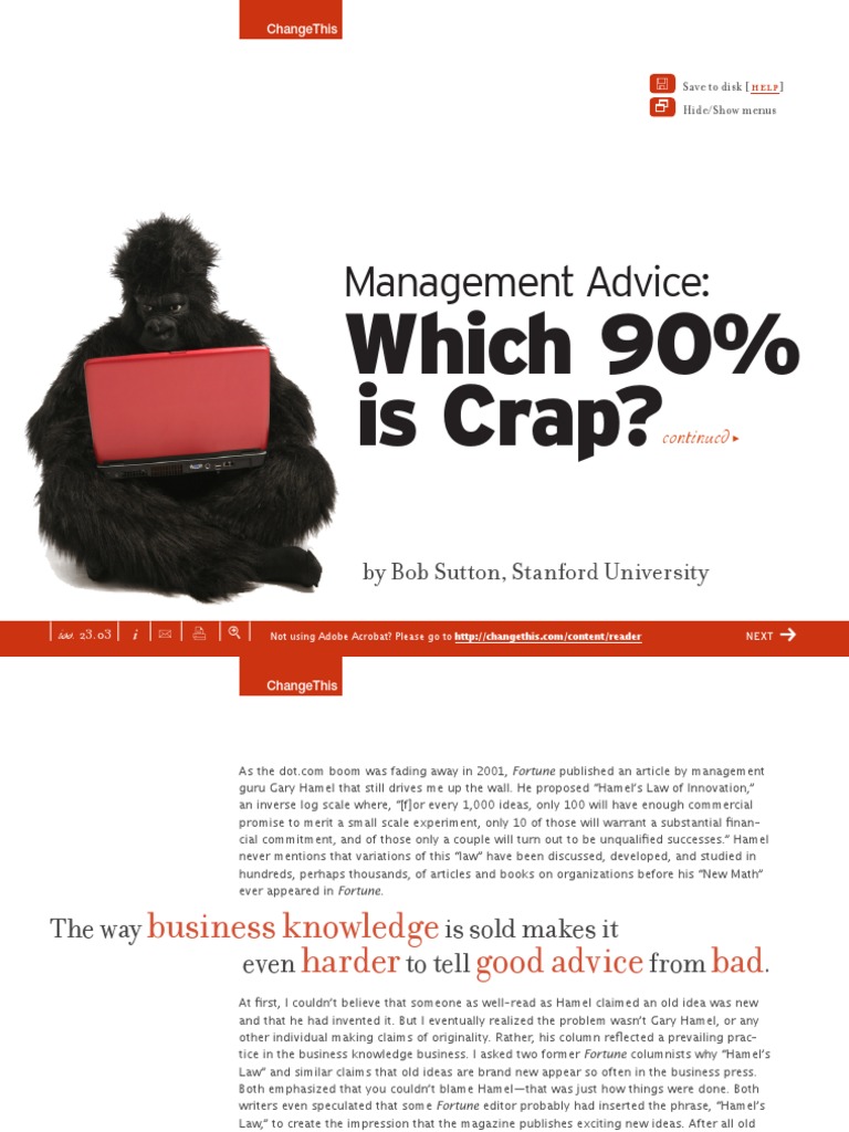 Management Advice:: Which 90% Is Crap? | PDF | Self-Improvement ...