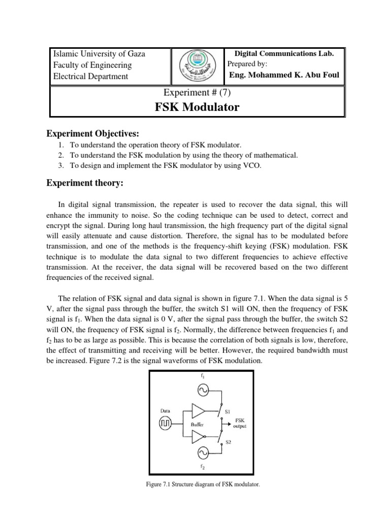 Design and Implementation of an FSK Modulator Using a VCO | PDF ...