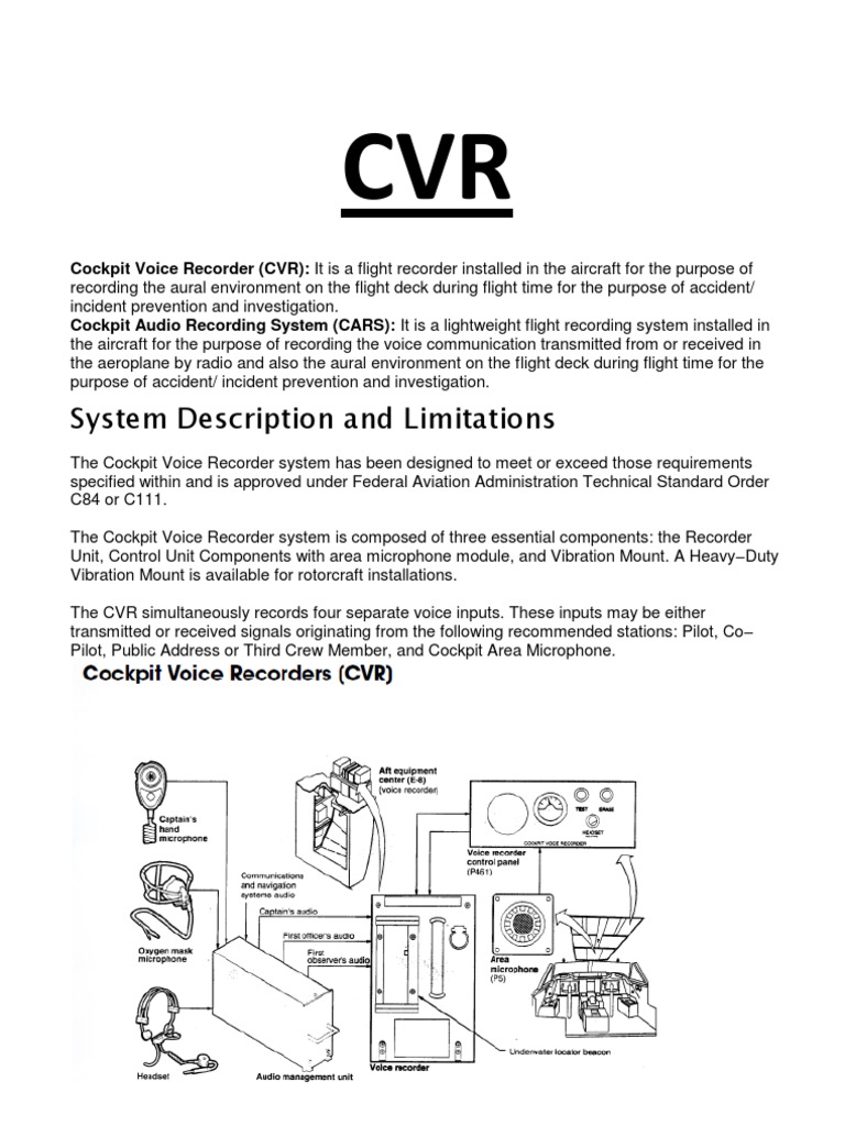 CVR Notes | PDF | Flight Recorder | Cockpit