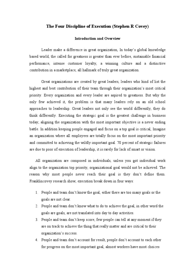 The Four Discipline of Execution | PDF | Goal | Leadership