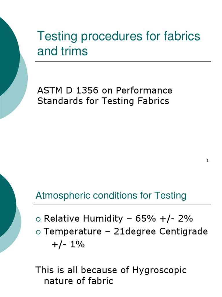 Testing Procedures For Fabrics and Trims | PDF | Yarn | Knitting