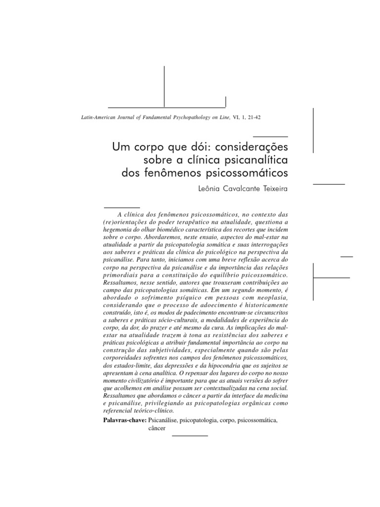 Psicossomática Freud PDF | PDF
