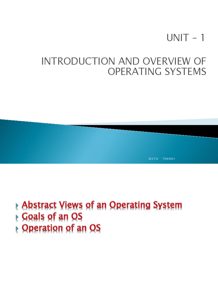 Unit - 1 Introduction and Overview of Operating Systems: M.I.T.E | PDF | Operating System ...