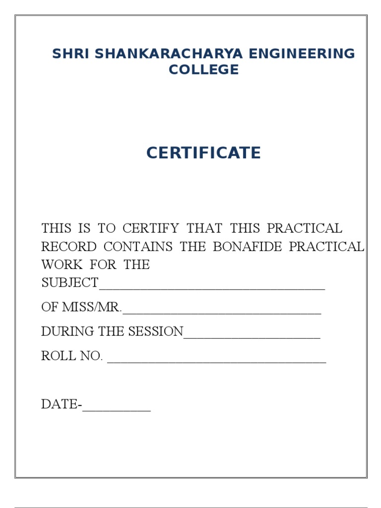 Practical Record Certificate Template | PDF | Career & Growth | Business