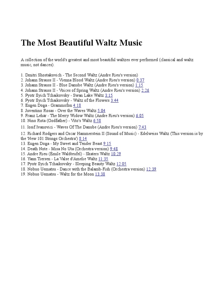 The Most Beautiful Waltz Music | PDF