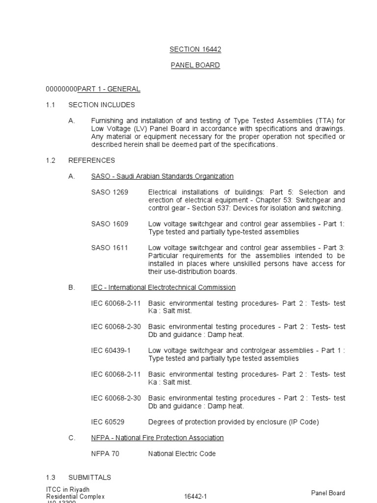 Panel Board | PDF | Specification (Technical Standard) | Insulator ...