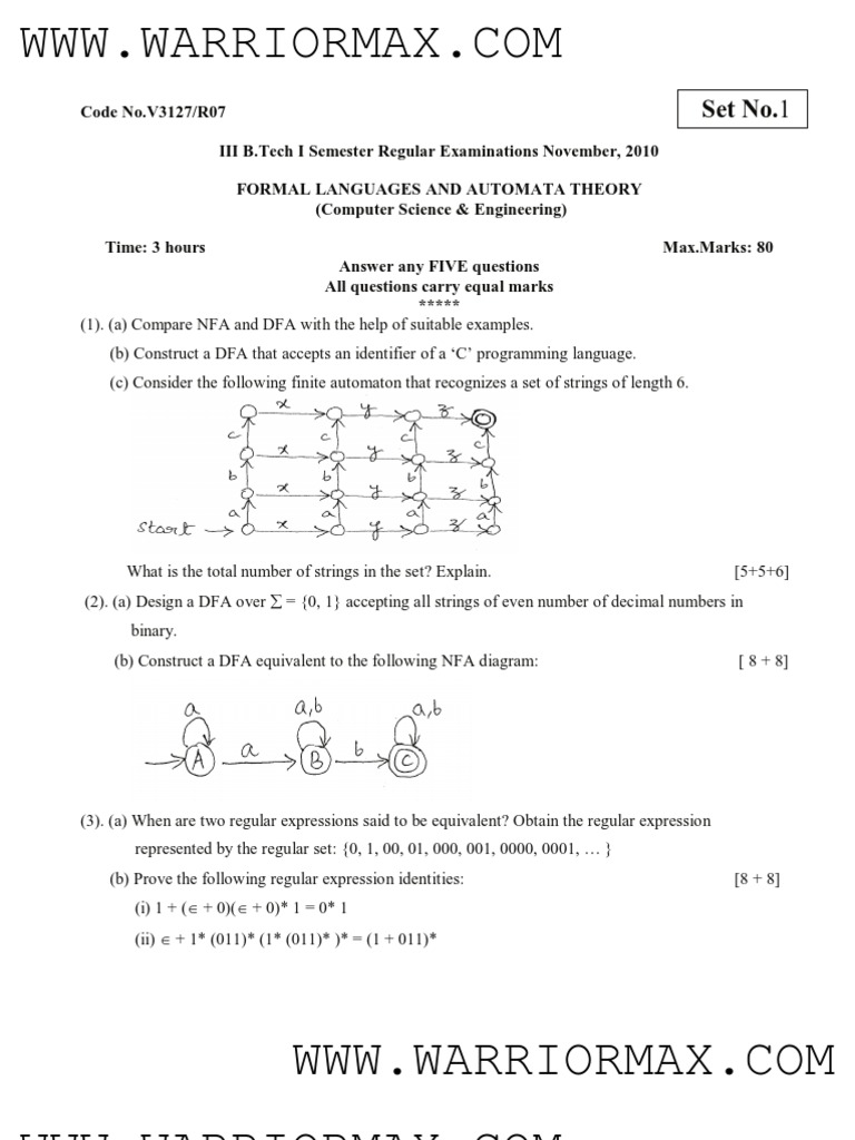 Formal Languages and Automata Theory | PDF | Regular Expression | Automata Theory