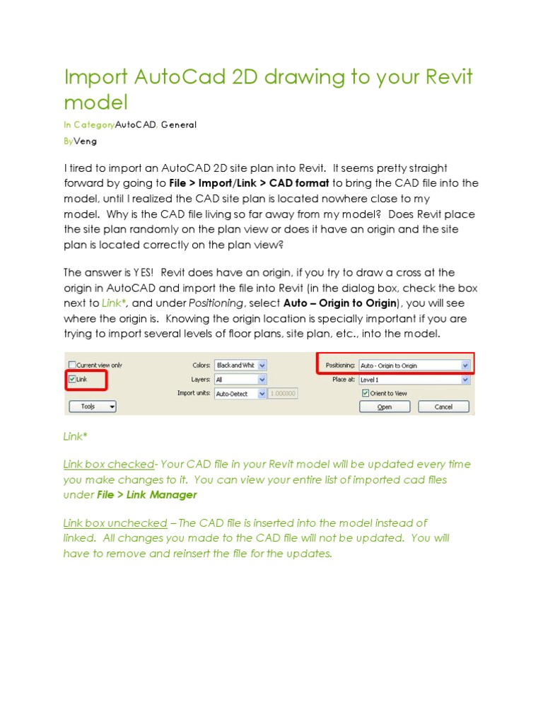 Importing AutoCAD to Revit Guide | PDF | Auto Cad | Software
