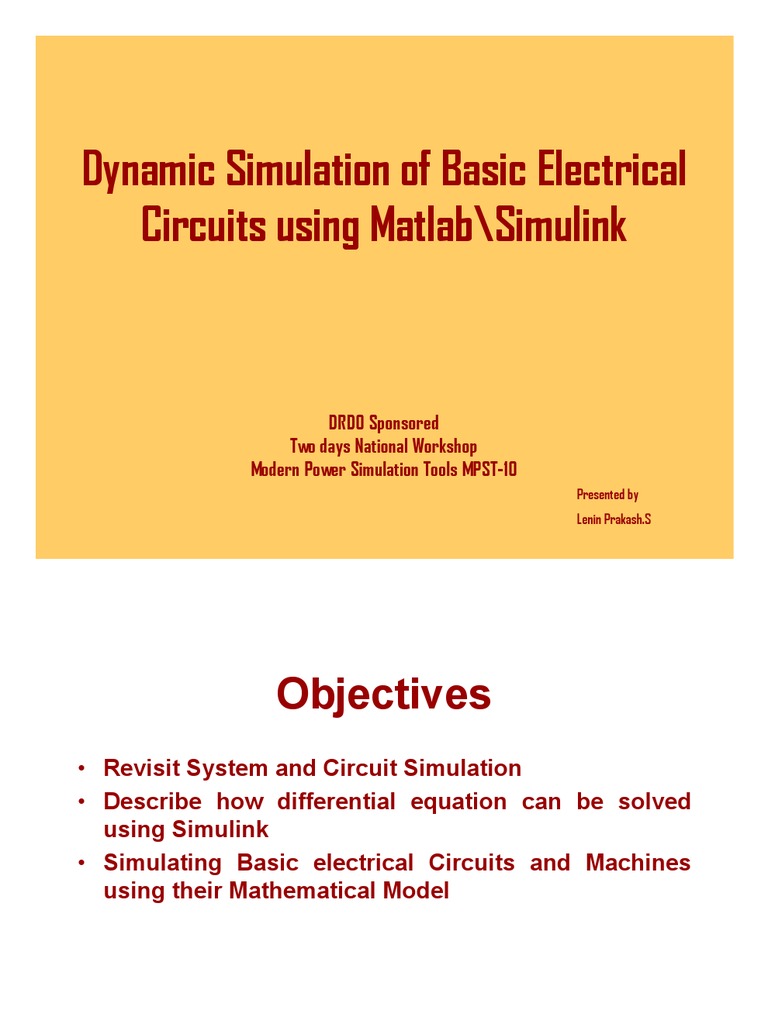 Dynamic Simulation of Basic Electric Circuits and Mach | PDF ...