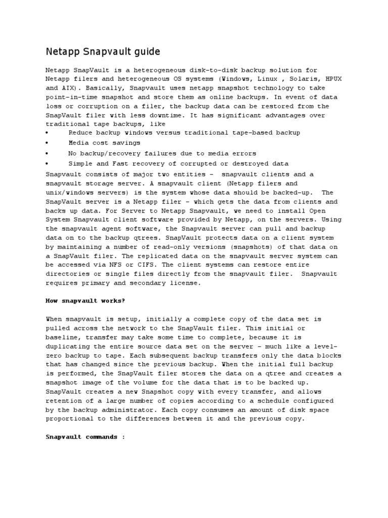 Netapp Snapvault Guide | Download Free PDF | Backup | Areas Of Computer ...