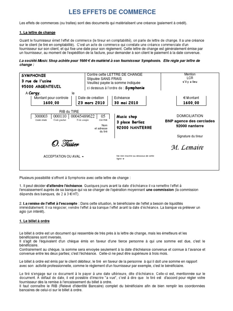 Les Effets de Commerces | Download Free PDF | Effet de commerce | Lettre de change