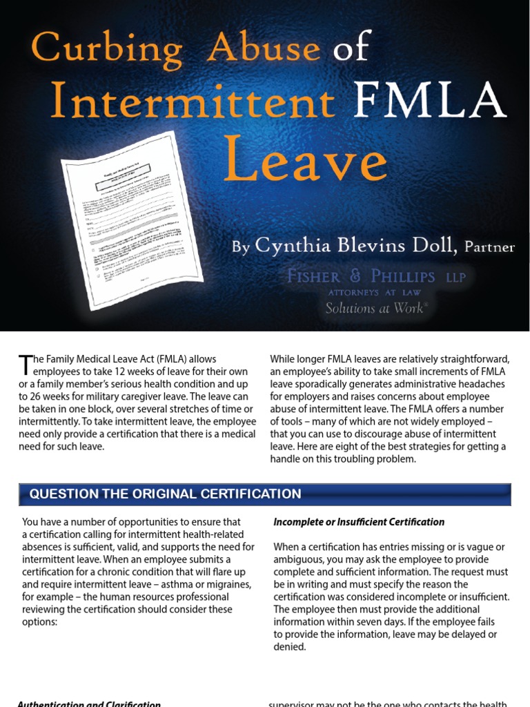 Curbing Abuse of Intermittent FMLA Leave | PDF | Family And Medical ...