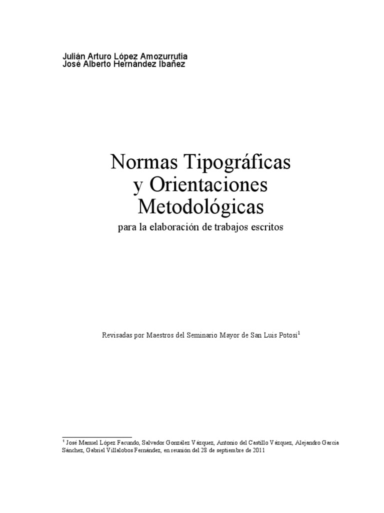 Normas Tipogr+íficas y Orientaciones Metodol+ Gicas | PDF | Comillas | Bibliografía